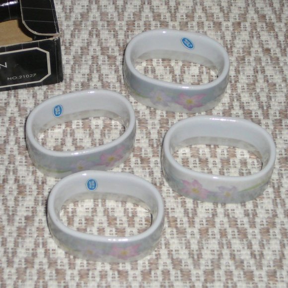 Vintage | Dining | Porcelain Napkin Holder Rings Floral Set 8 Vintage ...